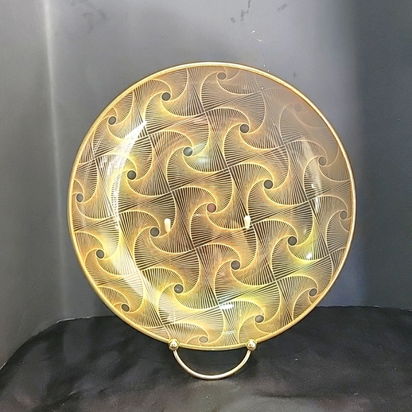 No Brand | Art | Vintage Glass Bowl Optical Art Scroll | Poshmark